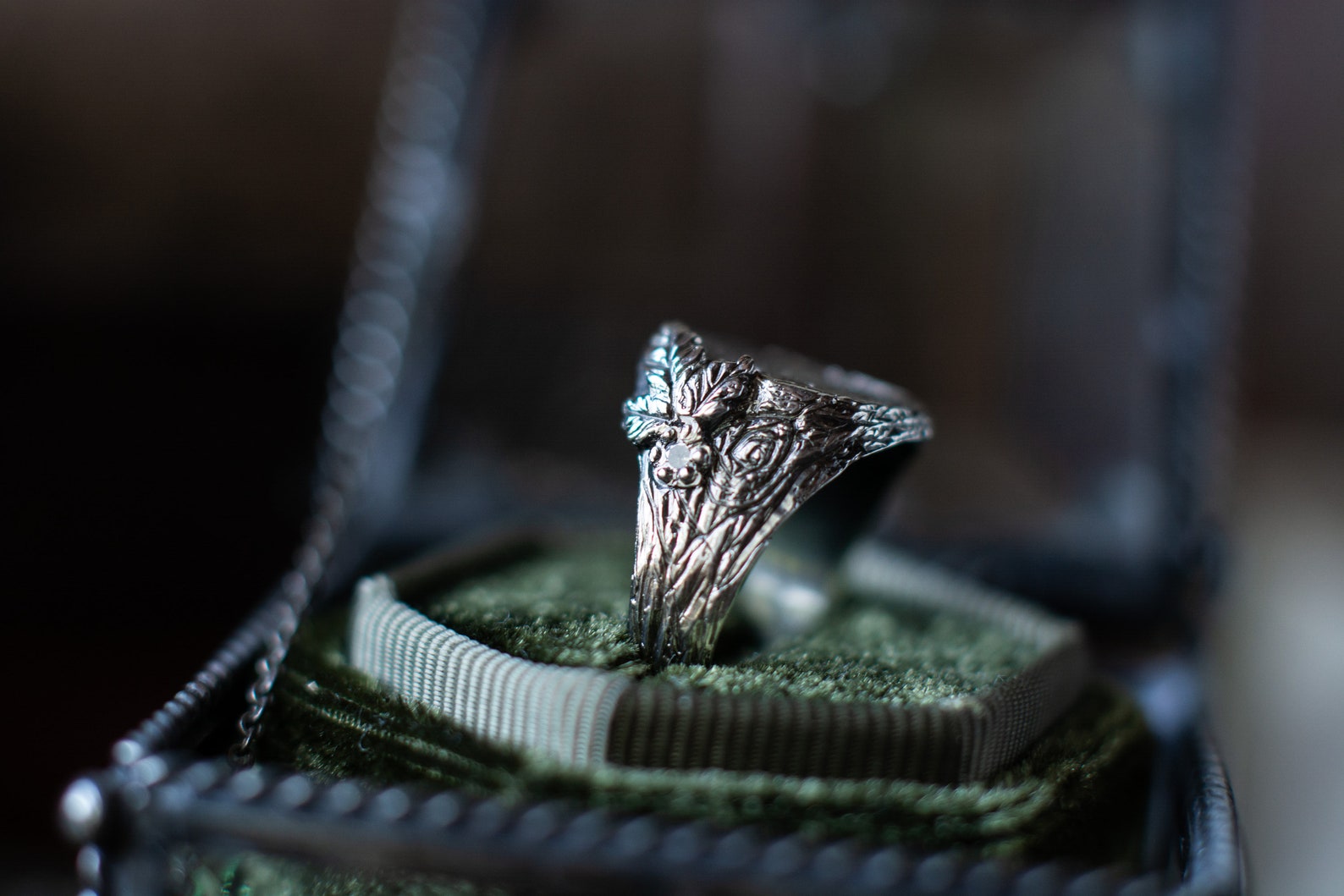 Tree Stump Ring Woodgrain Wood Bark Rough Black Oxidized | Etsy