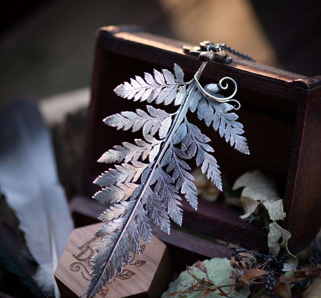 Fern Pendant - Hand Pierced Sterling Silver Leaf Textured, With Swirls ...