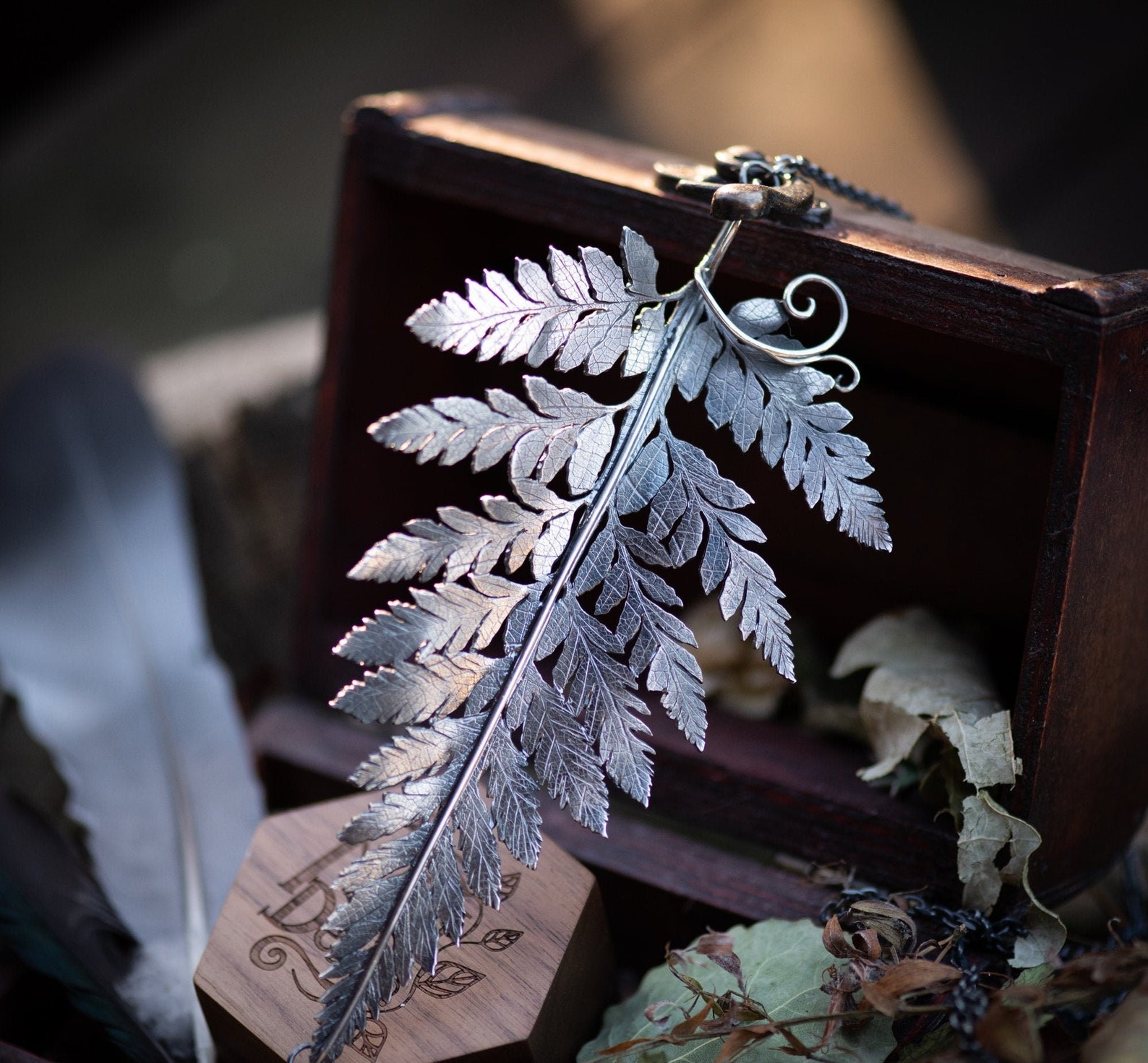 Fern Pendant - Hand Pierced Sterling Silver Leaf Textured, With Swirls ...