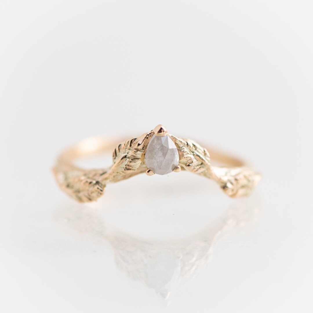 Custom Bramble Wedding Band, Leaf Twig Branch Elvish Ring, Rose White ...