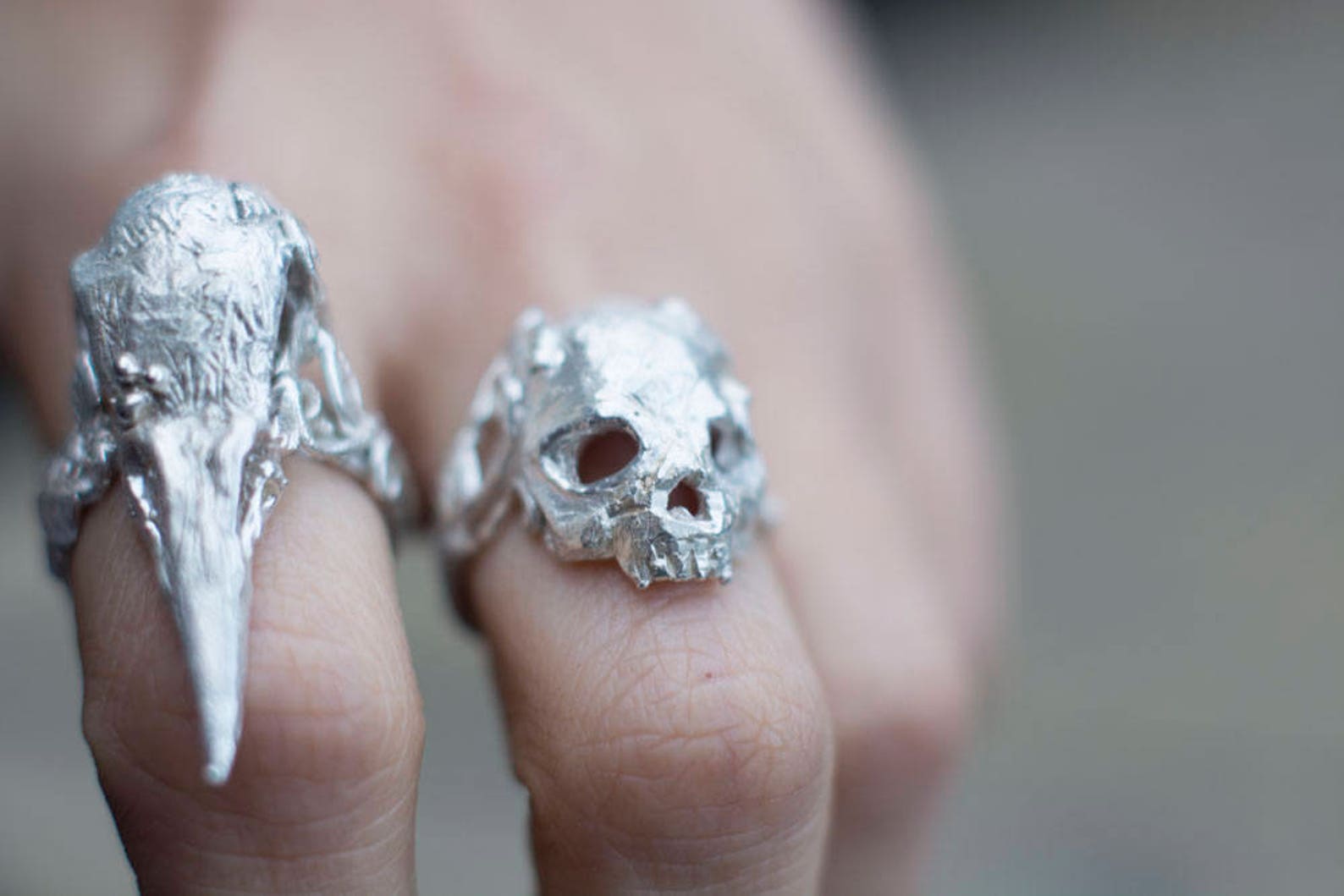 Skull Ring Handmade Skull Ring With Swirly Ring Shank and | Etsy