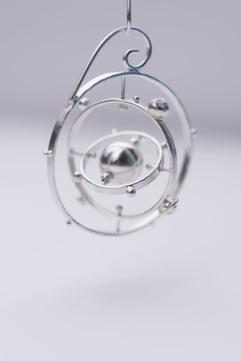 Solar System Necklace Pendant Spinning Solar System 925 | Etsy