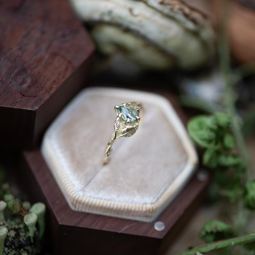 Custom Bramble Ring - Rose Cut Green Geometric Sapphire or Emerald ...