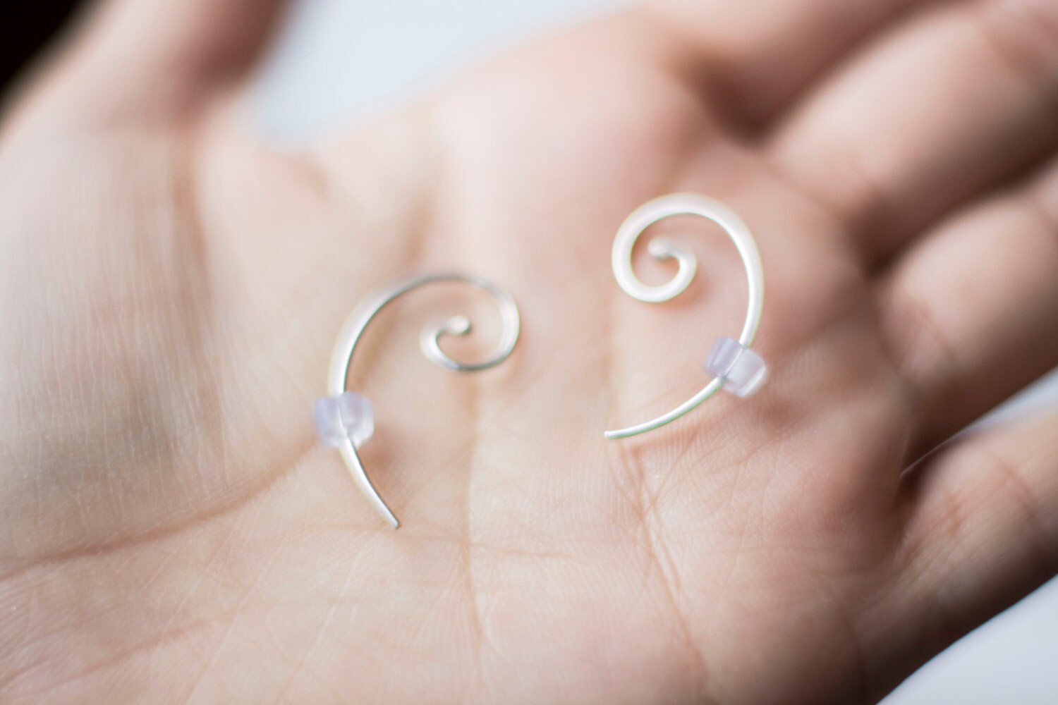 Simple Silver Earrings Swirly Stud ~ Elf Elvish Fairy Elven Tiny Dainty ...
