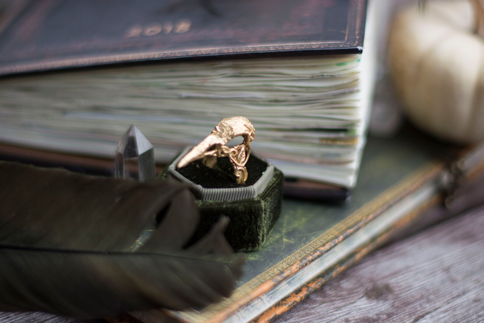 Raven Crow Skull Ring - Handmade Skull Ring Overgrown With Swirly Vines ...