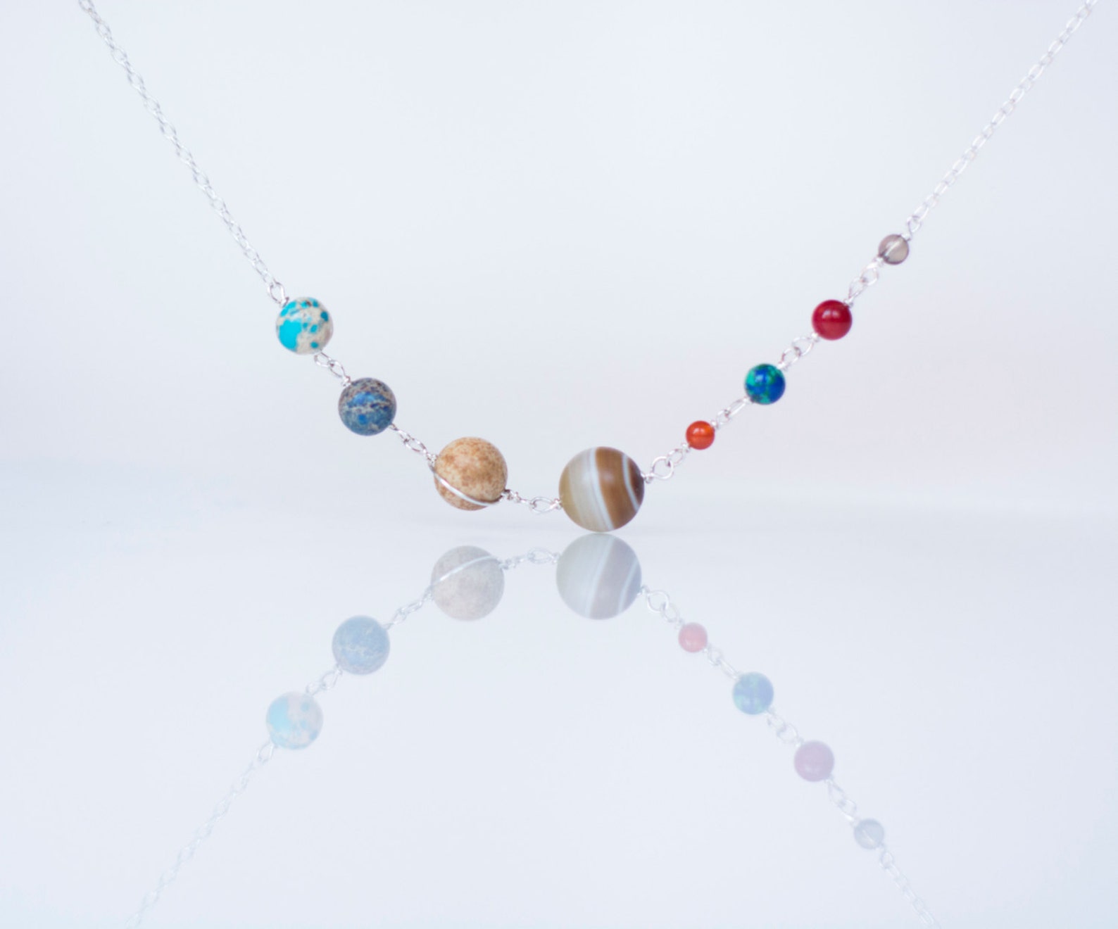 Solar System Necklace Stone Bead Planets Universe Galaxy | Etsy