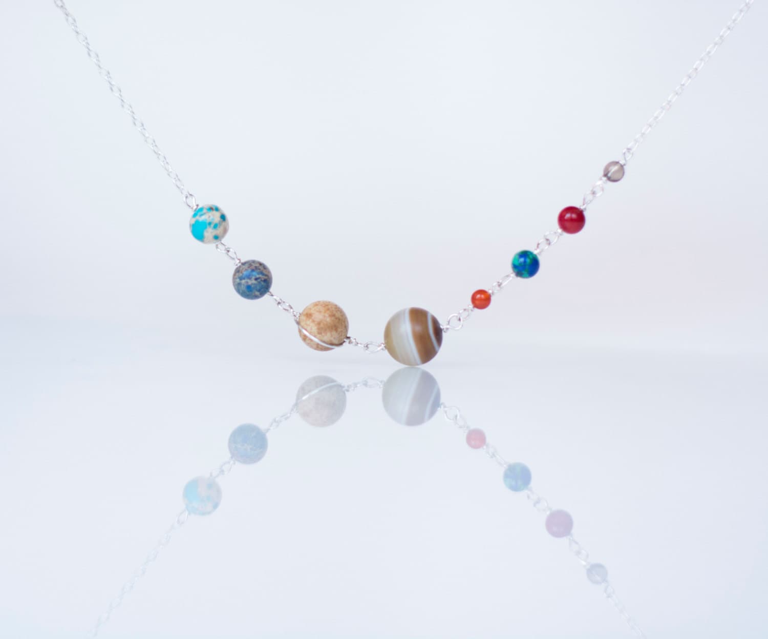 Solar System Necklace - Stone Bead Planets Universe Galaxy Nebula Space ...