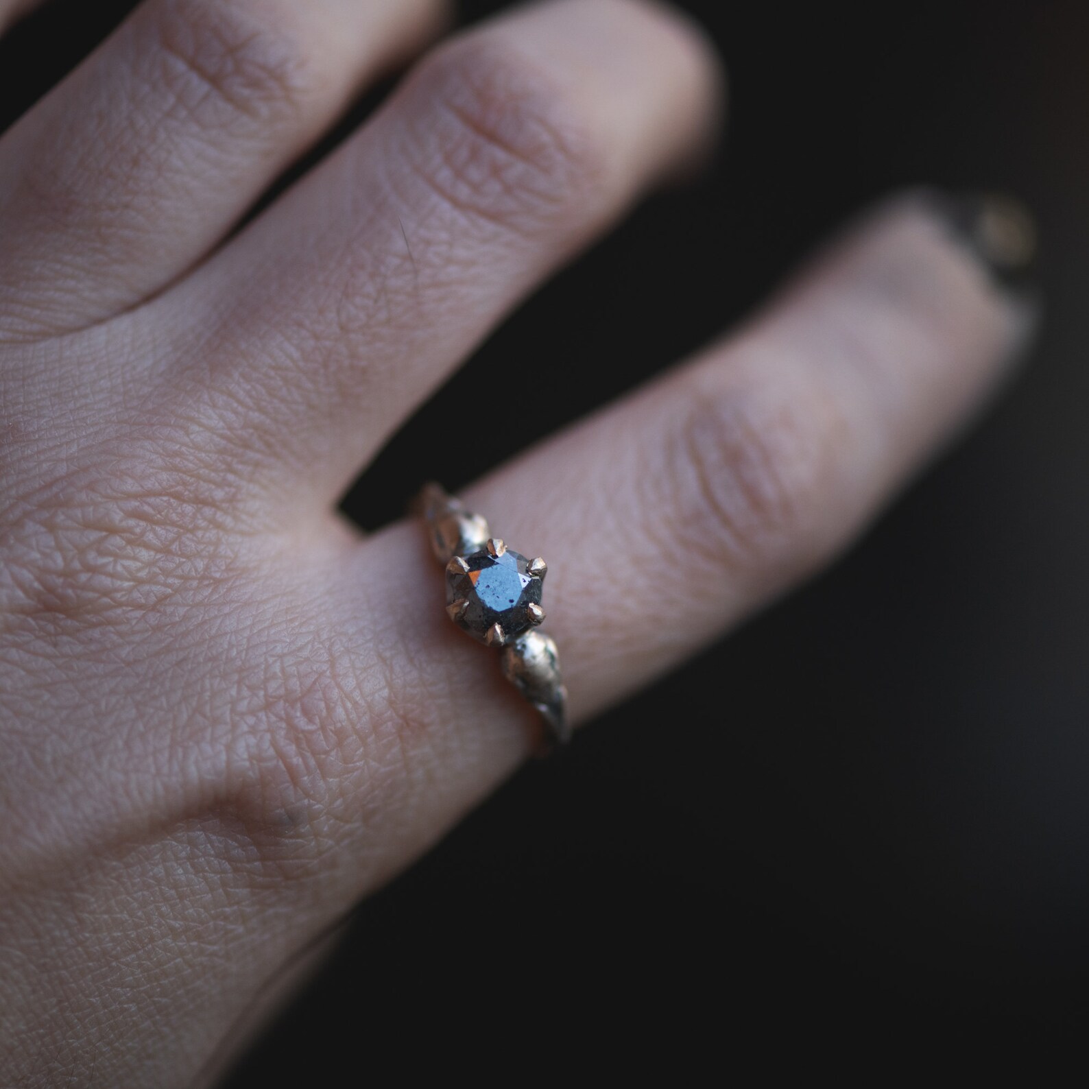 Custom Witchy Ring With Crow Skulls and Black Diamond 14k - Etsy