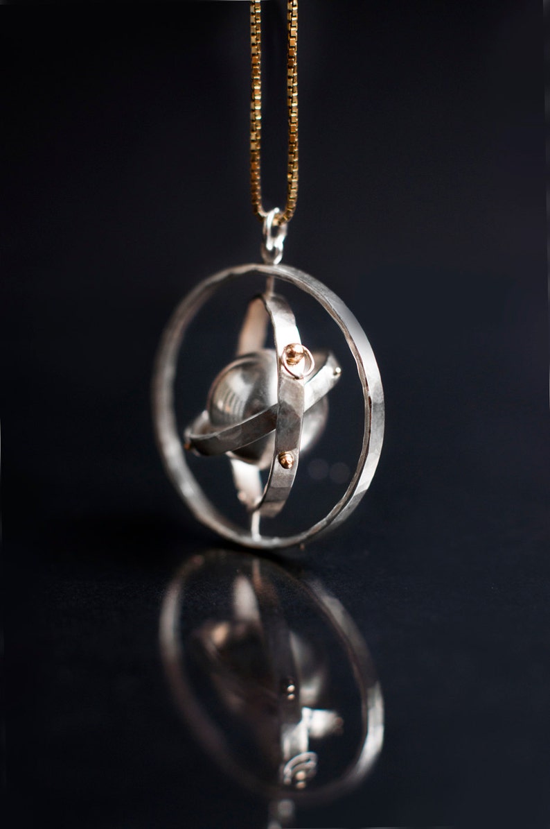 Solar System Necklace Pendant With Gold Planets - Spinning Solar ...