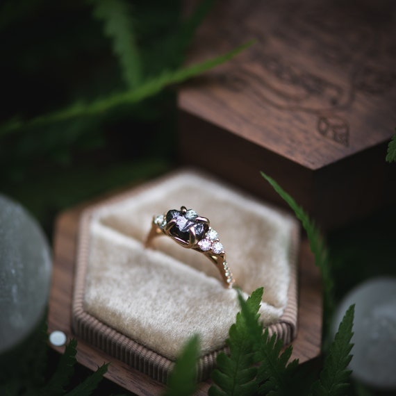 Custom Meteorite Ring in 10k 14k or 18k Gold White Rose or - Etsy