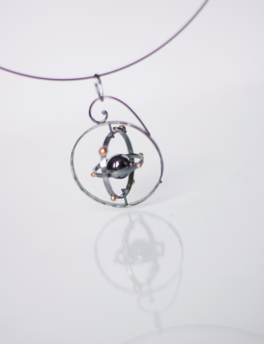 Solar System Necklace Pendant With Gold Planets - Spinning Solar ...