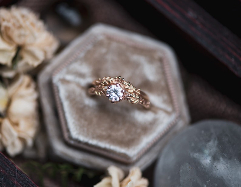 Custom Leaf Trellis Ring Twig Branch Elvish Engagement Ring | Etsy