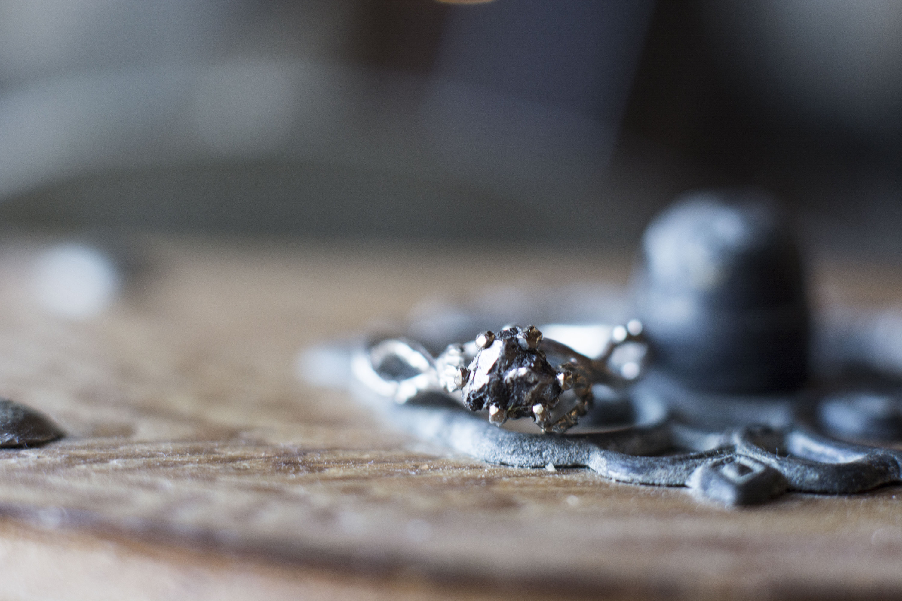 Meteorite Ring with Sterling Silver and Campo del Cielo | Etsy