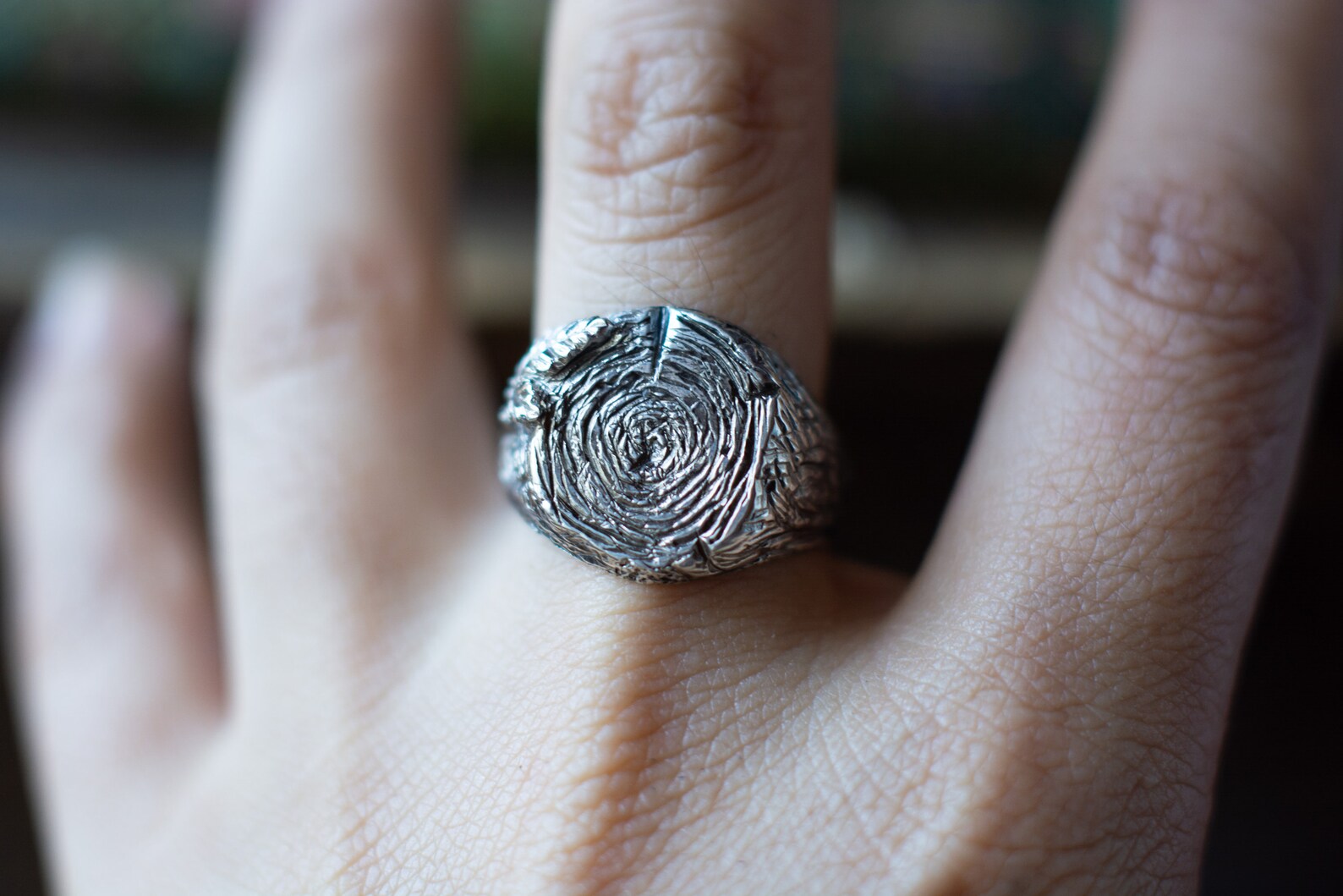 Tree Stump Ring Woodgrain Wood Bark Rough Black Oxidized | Etsy