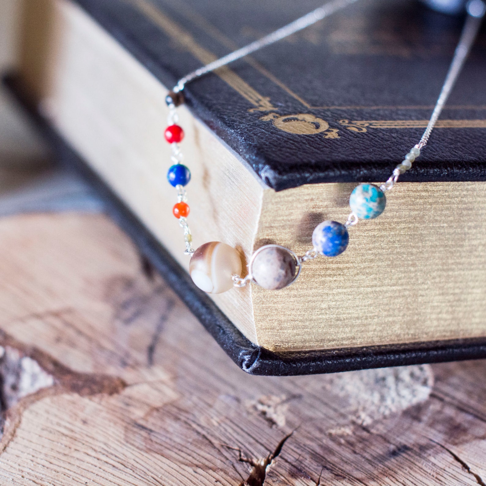 Solar System Necklace Stone Bead Planets Universe Galaxy - Etsy