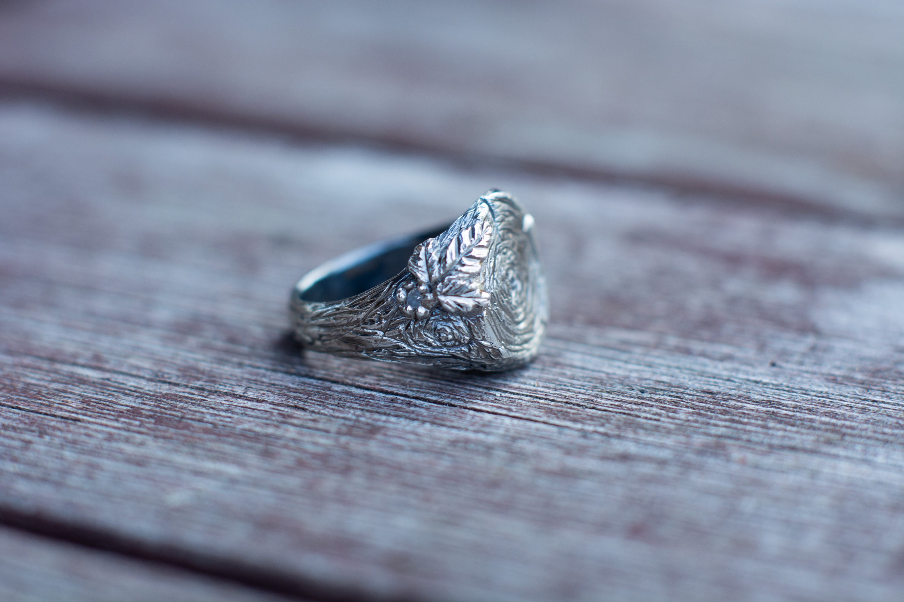 Tree Stump Ring Woodgrain Wood Bark Rough Black Oxidized | Etsy