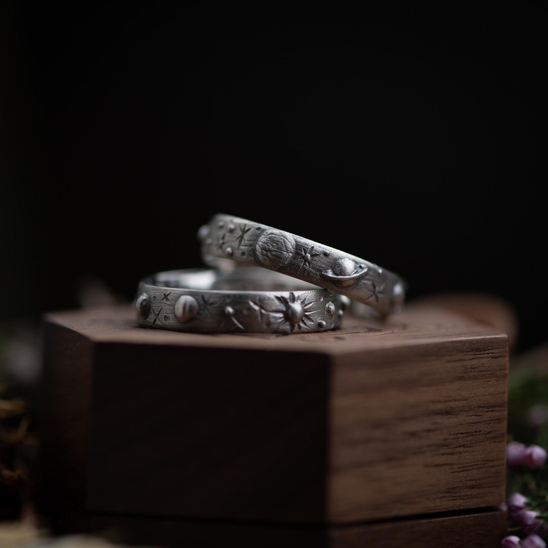 Custom Solarsystem Ring in Yellow Rose or White Gold 14k, Handmade ...