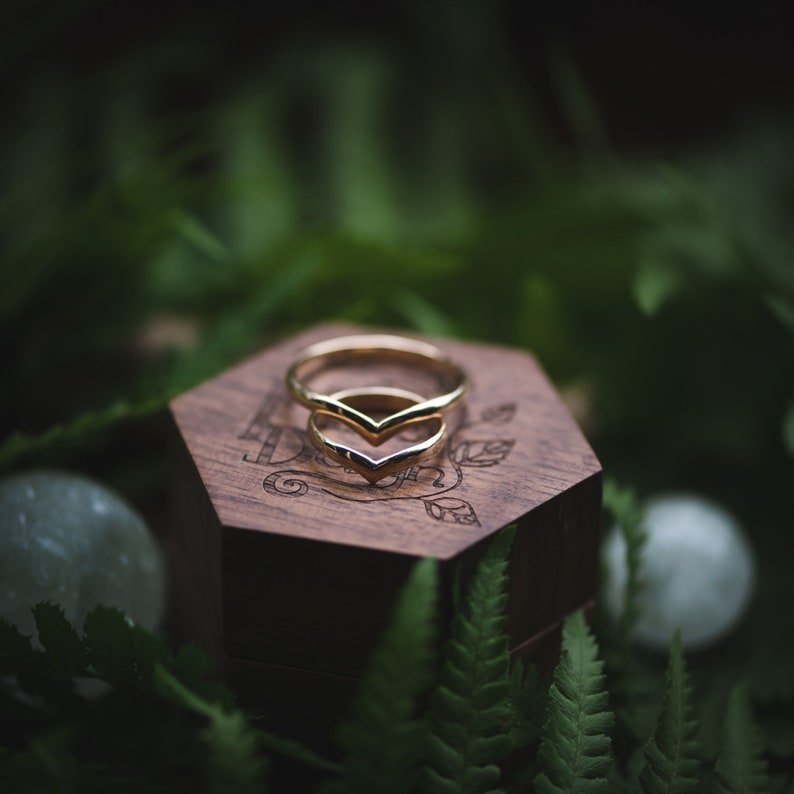 Gold V Shaped Wedding Band Ring - Wedding Ring - Satin Matte Finish ...
