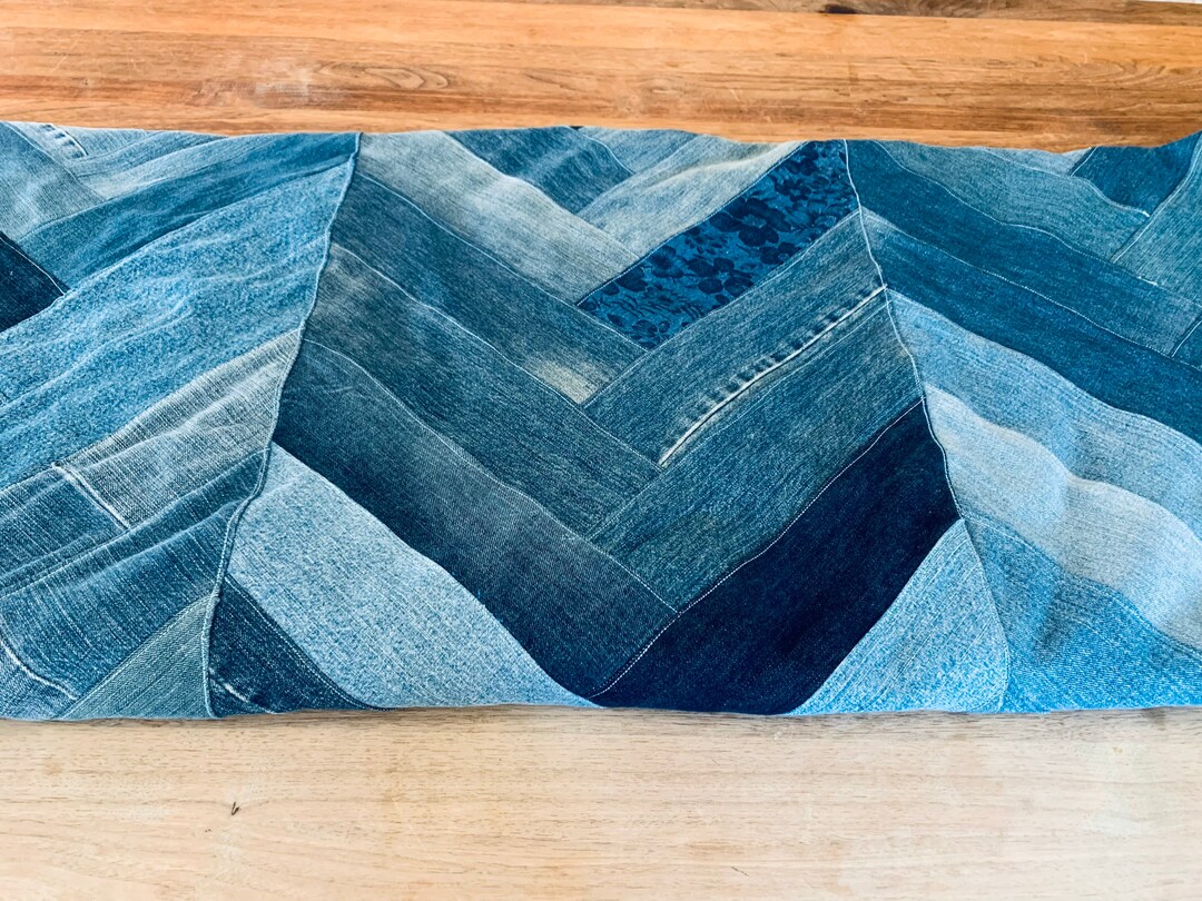 Denim Blanket, Recycled Denim Quilt, Distressed Denim Blanket ...