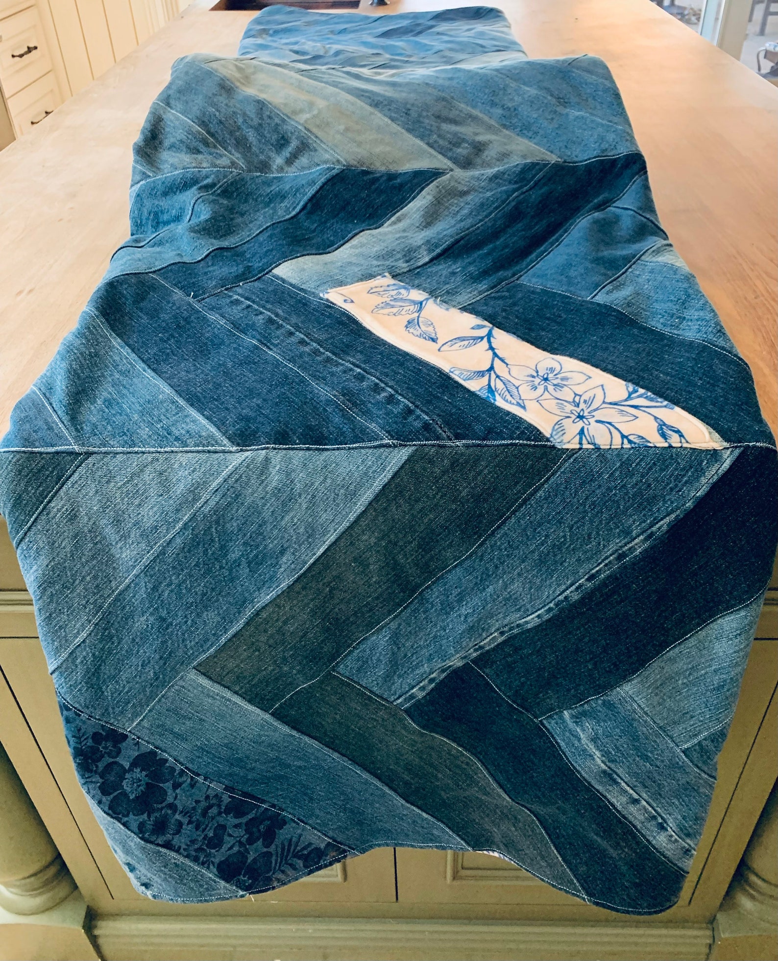 Denim Blanket, Recycled Denim Quilt, Distressed Denim Blanket ...