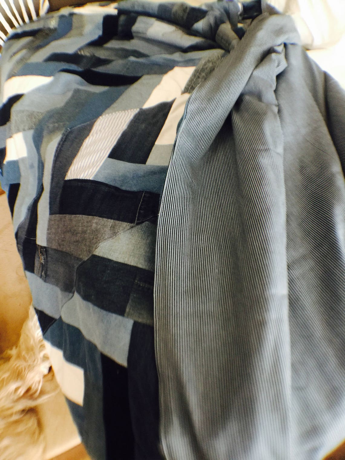 Denim Blanket Denim Quilt Recycled Denim Comforter Chevron - Etsy