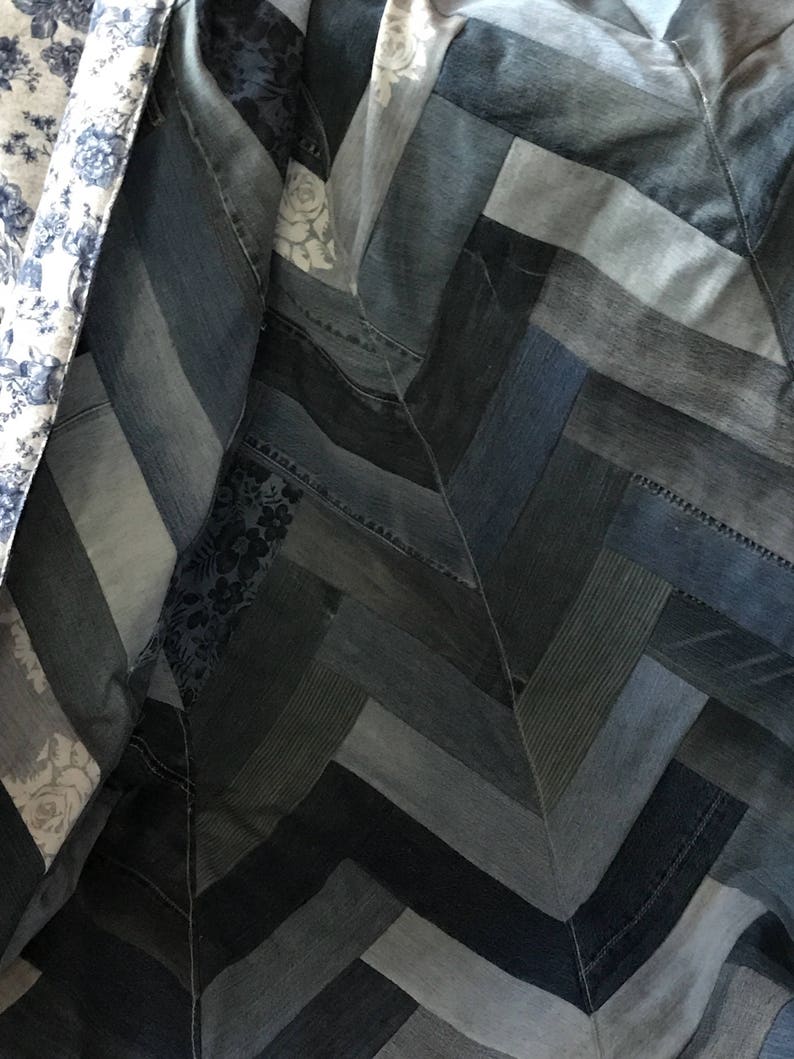 Recycled Denim Blanket Recycled Denim Chevron Herringbone - Etsy