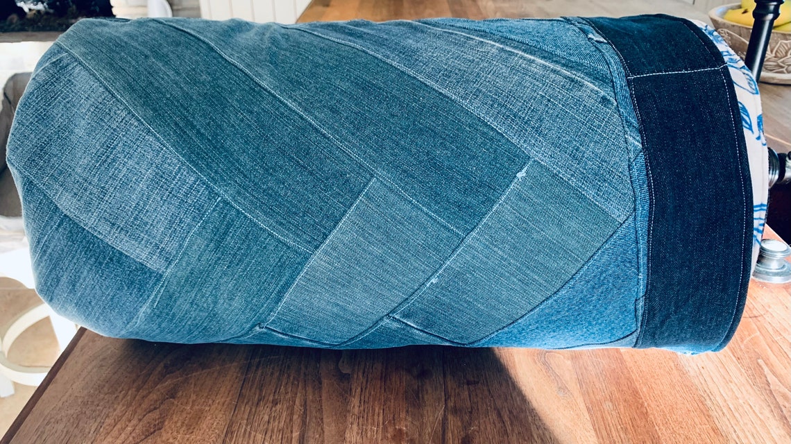 Recycled Denim Queen Size Blanket, Handmade Flannel Back Quilt - Etsy
