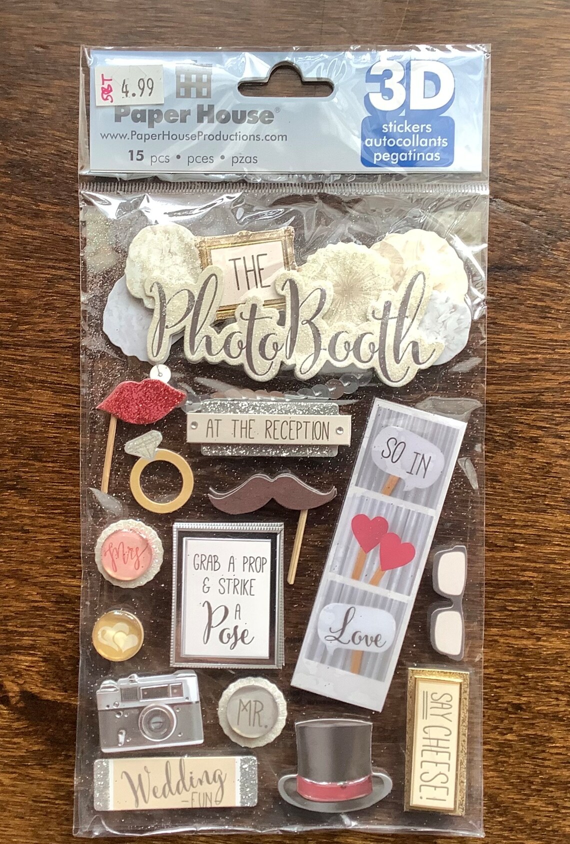 PHOTO BOOTH 3D Stickers, Paper House 3D Stickers, Gold Foil and Glitter ...