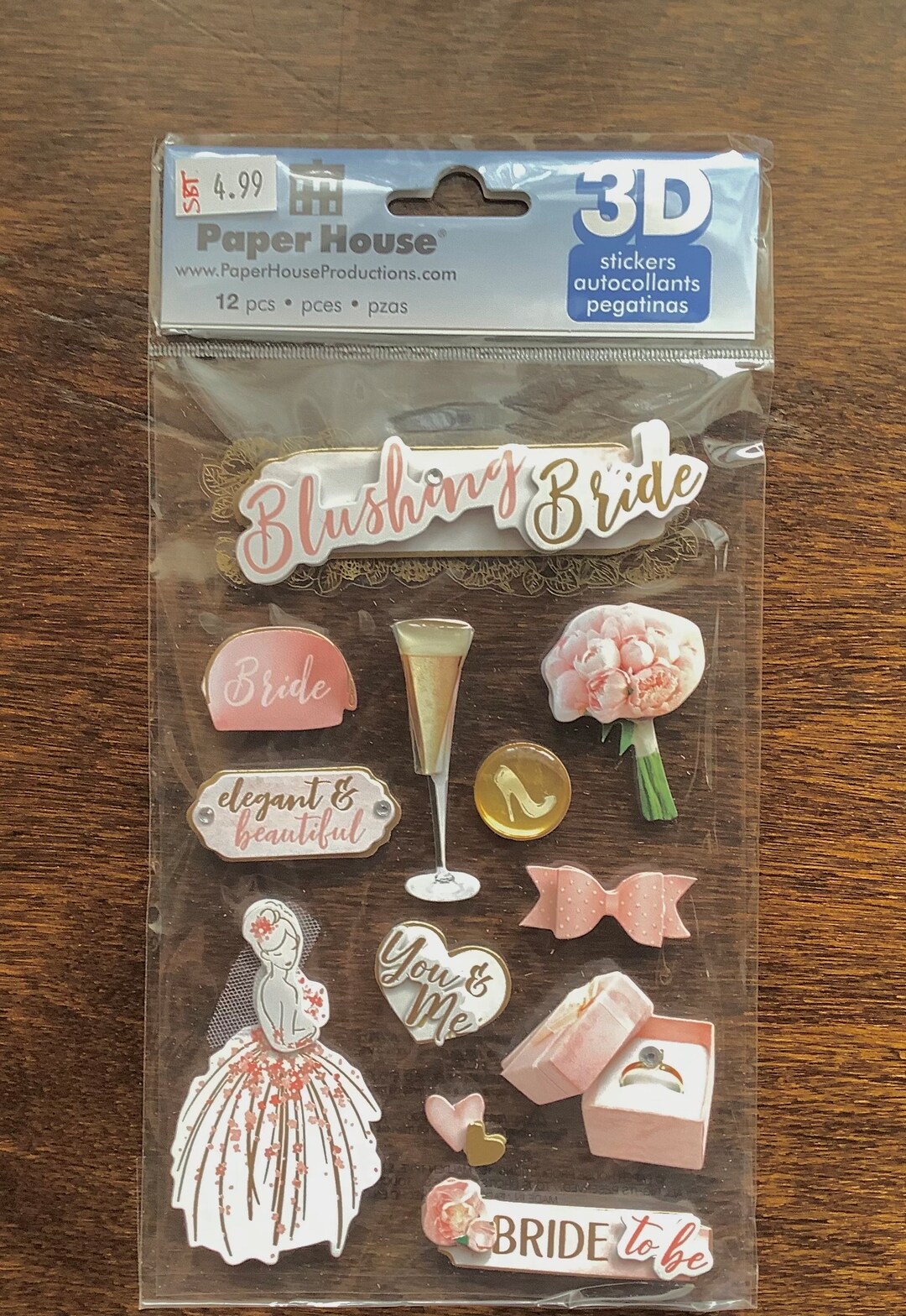 BLUSHING BRIDE 3D Stickers, Paper House 3D Stickers, Gold Foil and ...