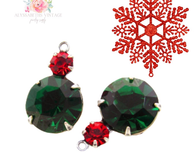 Holiday Sparkle Emerald Green & Ruby Red Austrian Round Stones - Etsy