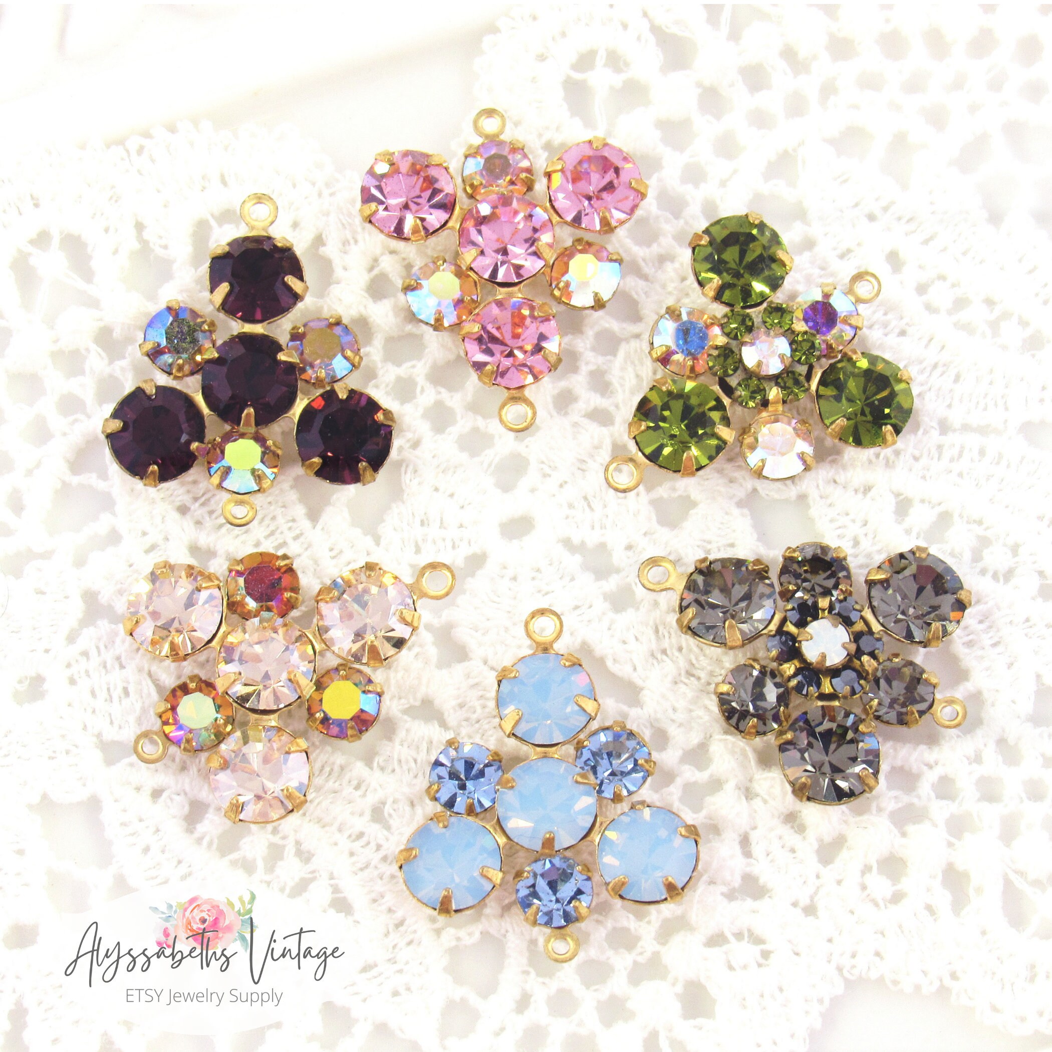 Elegant Austrian Crystal Rhinestone Triangle Cluster Connectors 23x ...