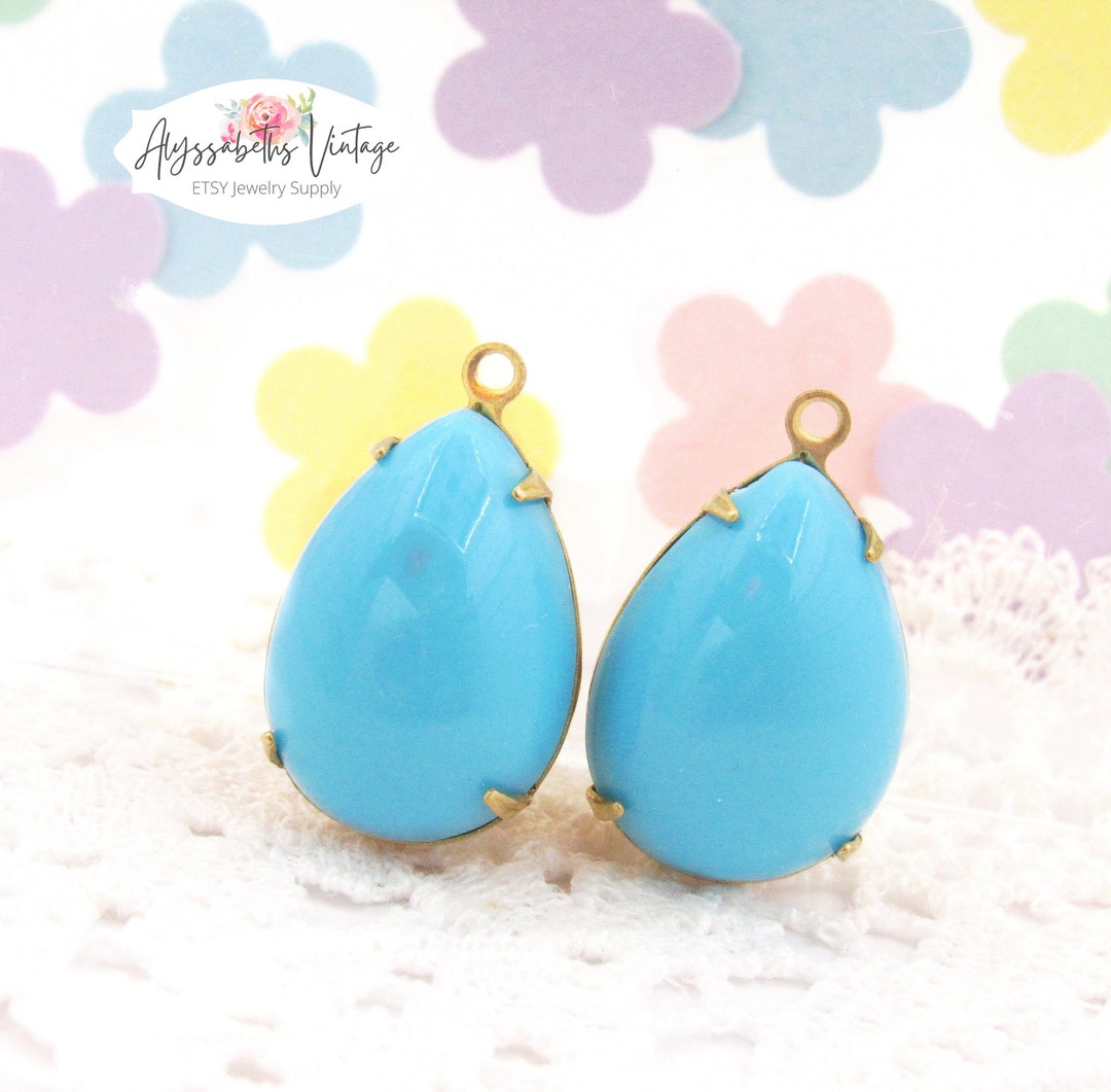 NEW for Spring - Opaque Turquoise Blue Plastic Teardrop Dangles ...