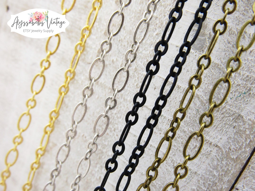 Black, Antique Brass, Antique Silver or Hamilton Gold Oval & Round Link ...
