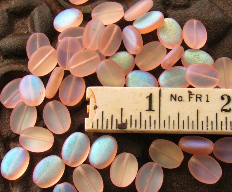 Matte AB Pale Rosaline Pink 12x9mm Flat Oval Frosted Czech | Etsy