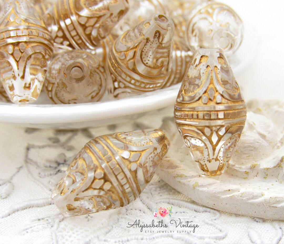 Elegant Ornate Transparent Clear & Antique Gold Baroque Filigree ...