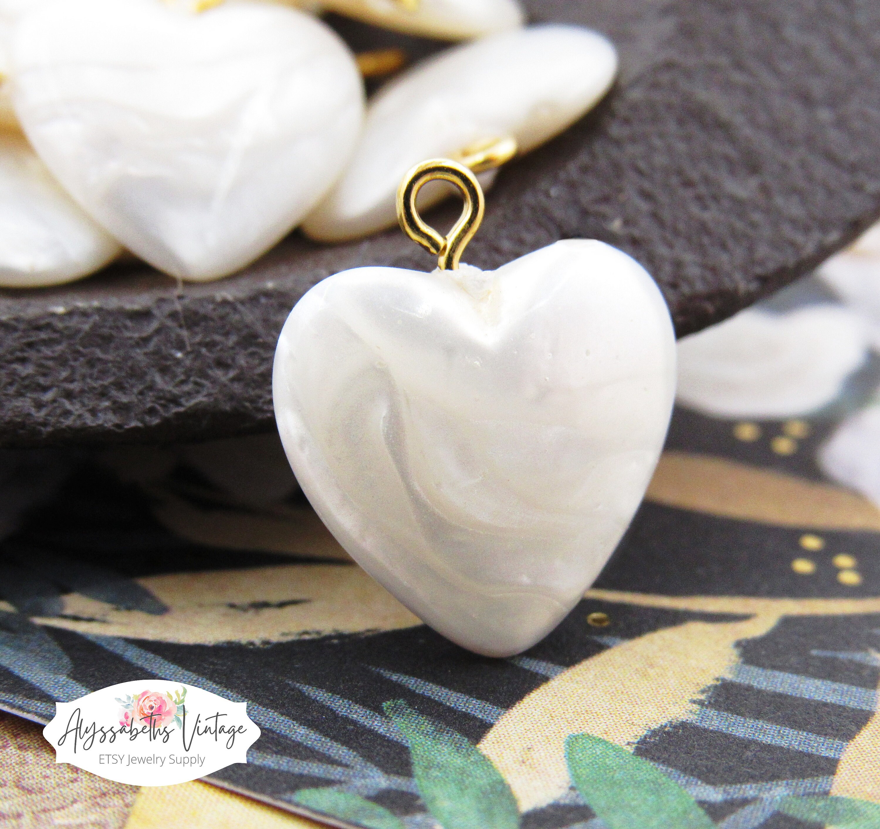 Vintage Pearlized Plastic Ivory Heart Charm 16x14mm Imitation - Etsy