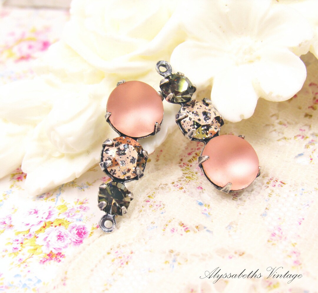 Rhinestone Teardrop Matte Pink, Rose Patina & Black Diamond Rhinestone ...