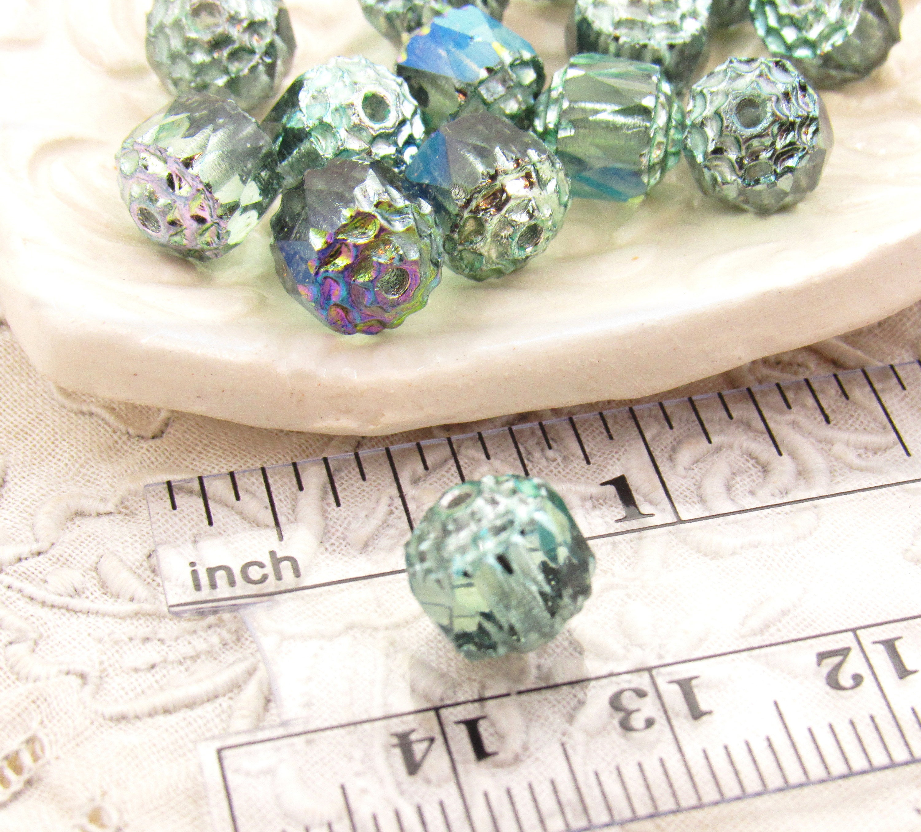 Iridescent AB Chrysolite Green 8mm Cathedral Czech Glass Beads | Etsy