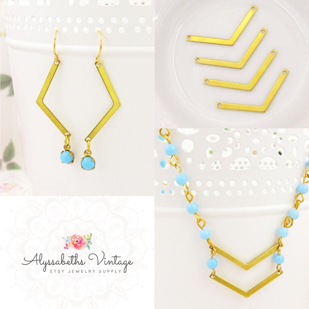 Little Raw Brass V Shaped Connector Necklace Centerpiece Pendant ...