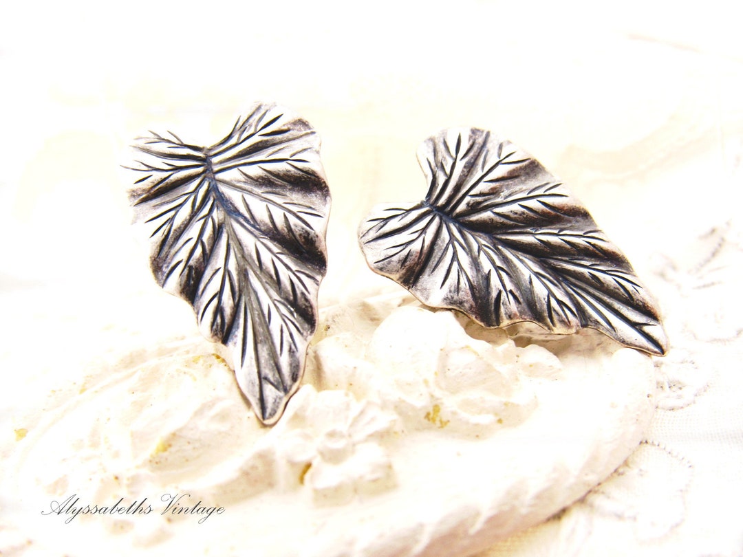 SALE Antique Silver Highly Detailed Caladium Leaf Stamping Jewelry ...