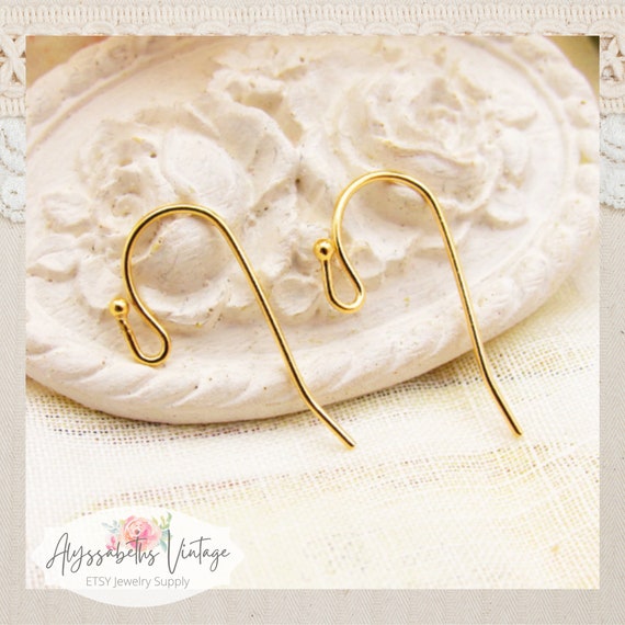 Gold French Ear Wires With Ball Ear Hooks With Ball in 18k | Etsy