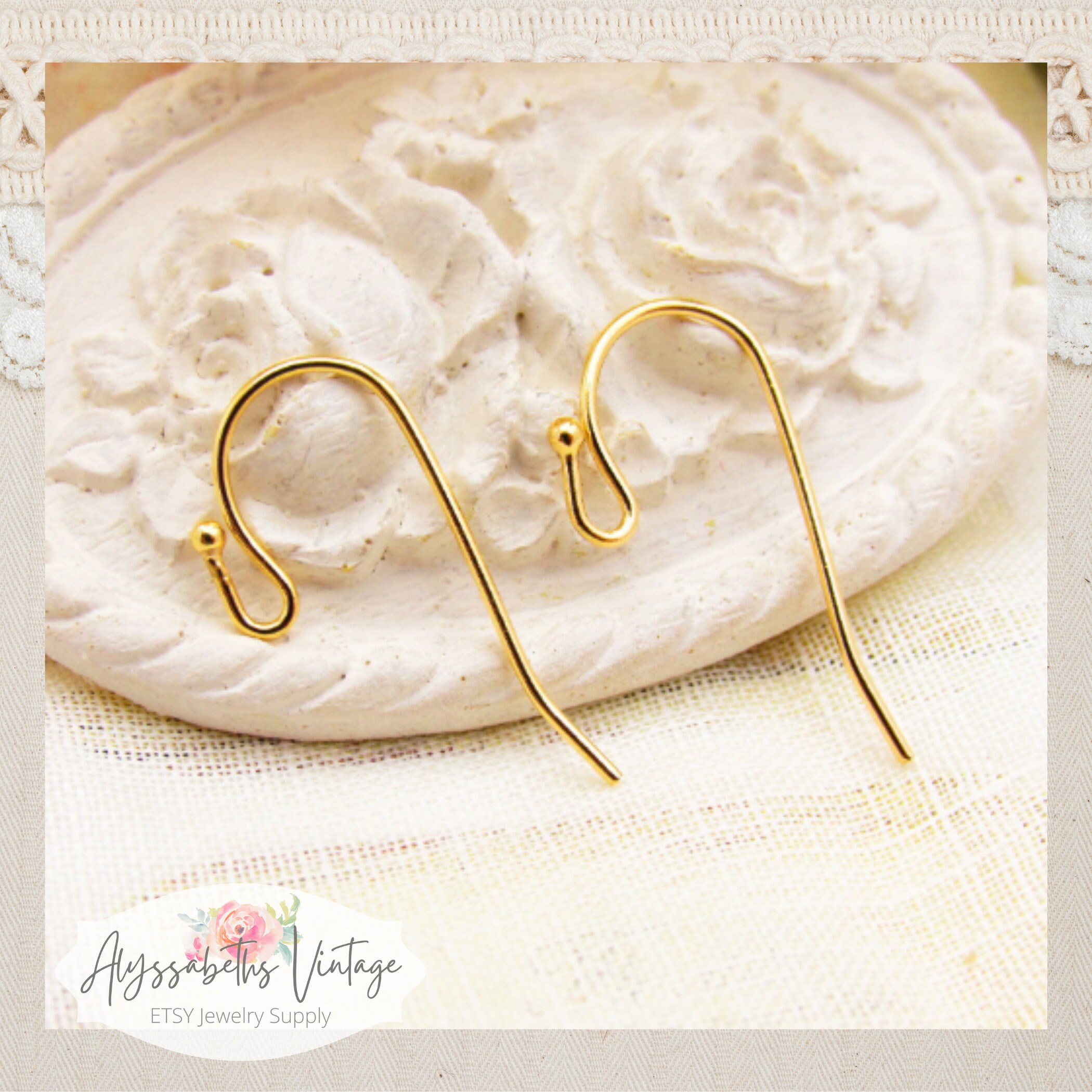 Gold French Ear Wires With Ball Ear Hooks With Ball in 18k | Etsy