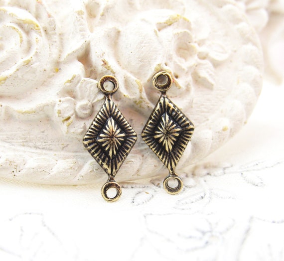 Small Art Deco Antique Brass Sunray Embossed Diamond Shaped | Etsy