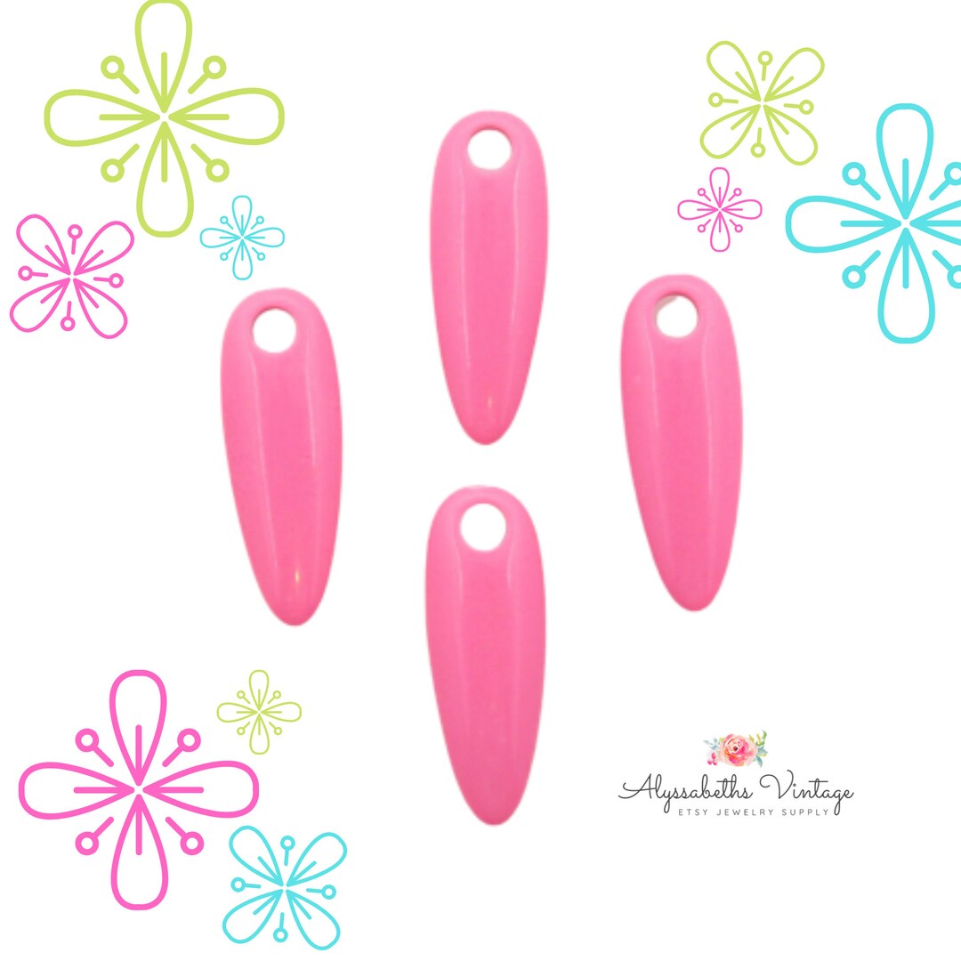 SALE Modern Smooth Shiny Opaque Bright Pink Spike Plastic Pendant ...