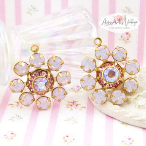 Rose Opal, Rose & AB Light Rose Austrian Rhinestone Daisy Round Flower ...