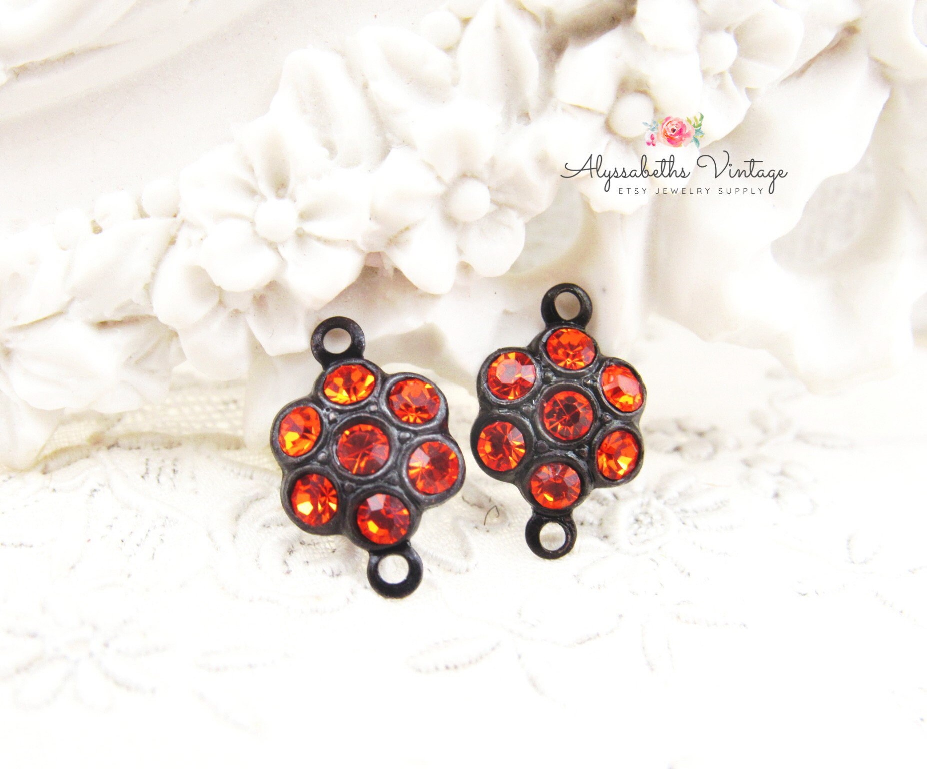 Round Cluster Orange Hyacinth Rhinestone Fall Flower Charms or ...