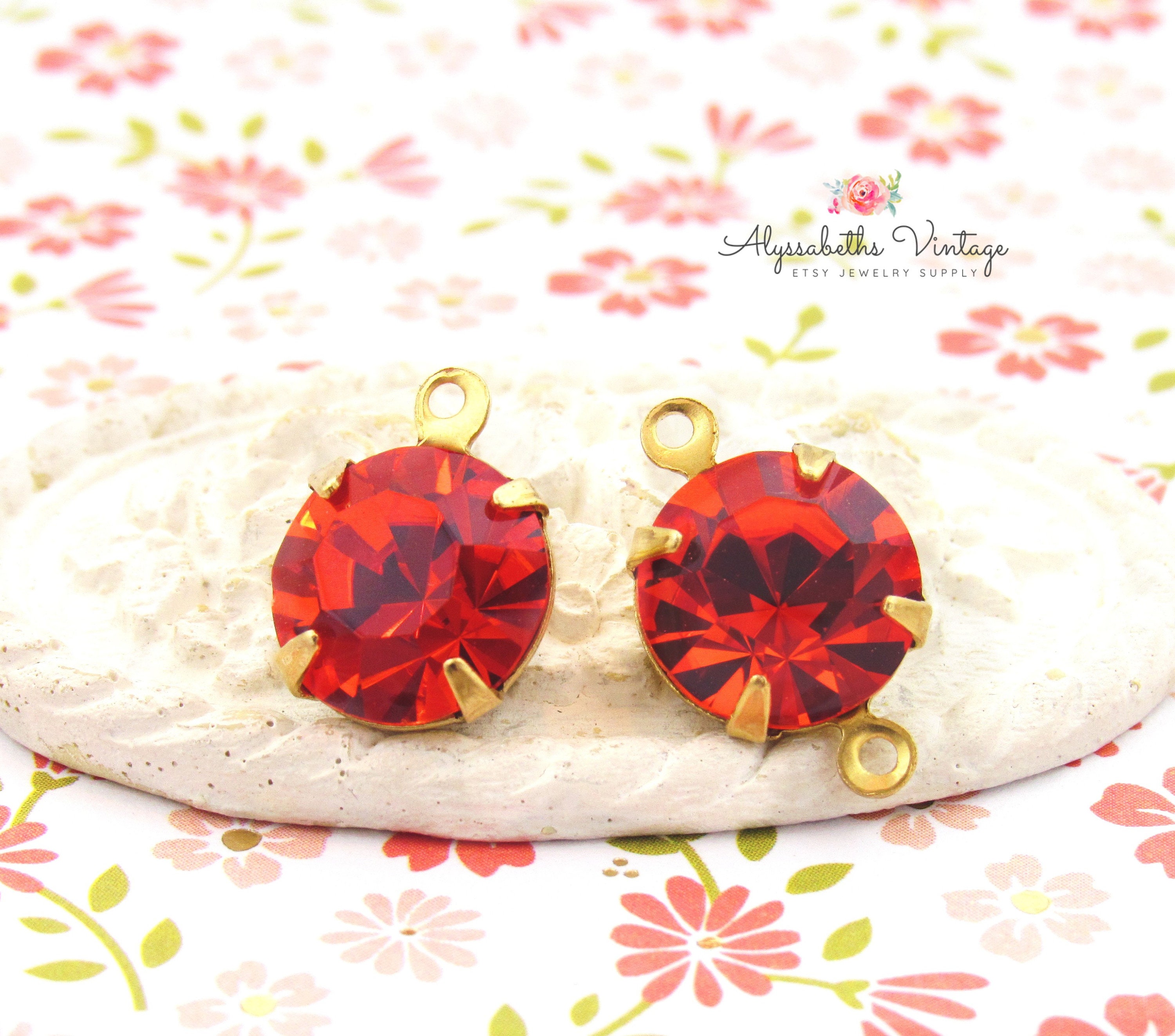 Hyacinth Rhinestone 11mm Preciosa Round Set Stone Drop or Connector ...