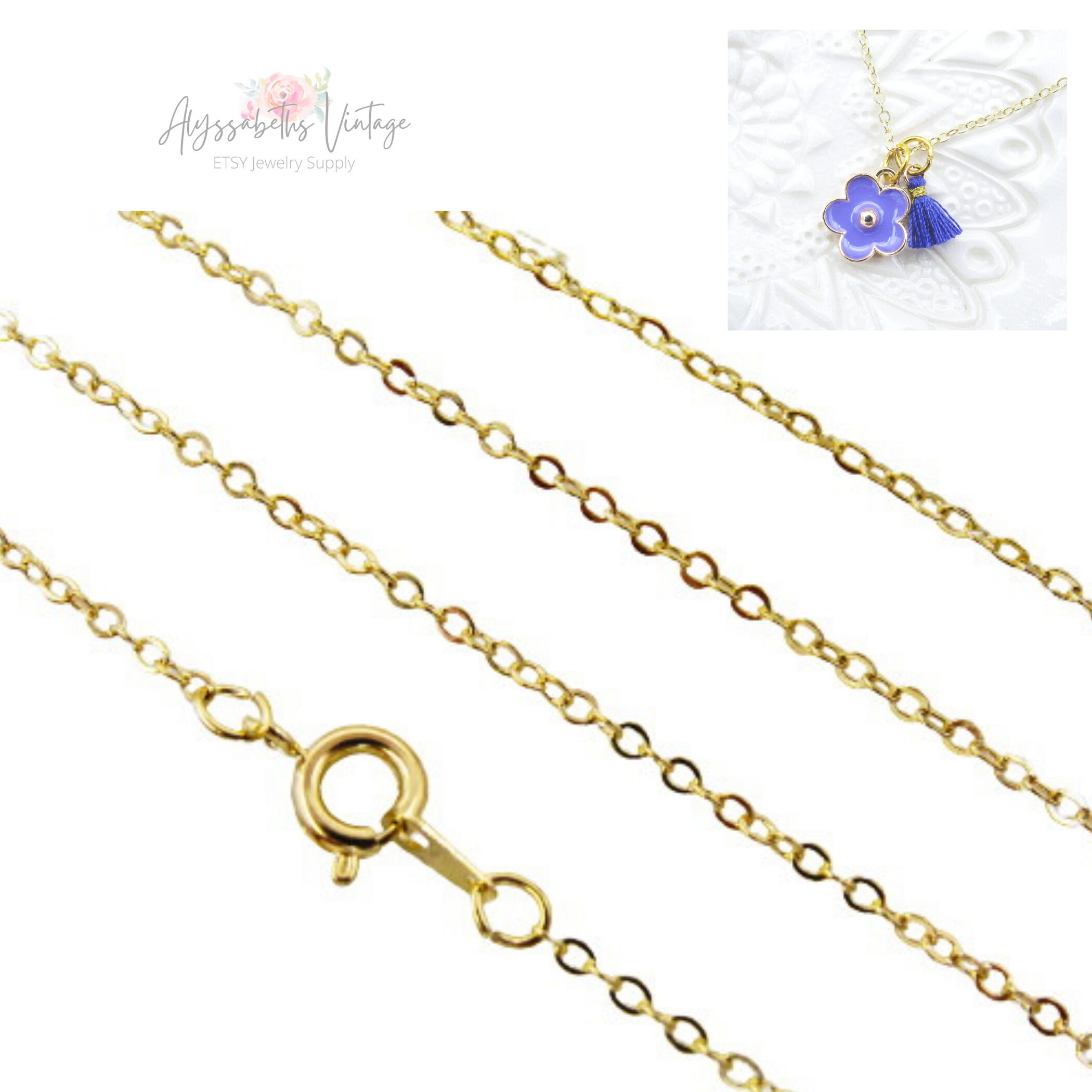 Gold Plate Finished 18 Inch Chain Fine Flat Cable Chain With | Etsy