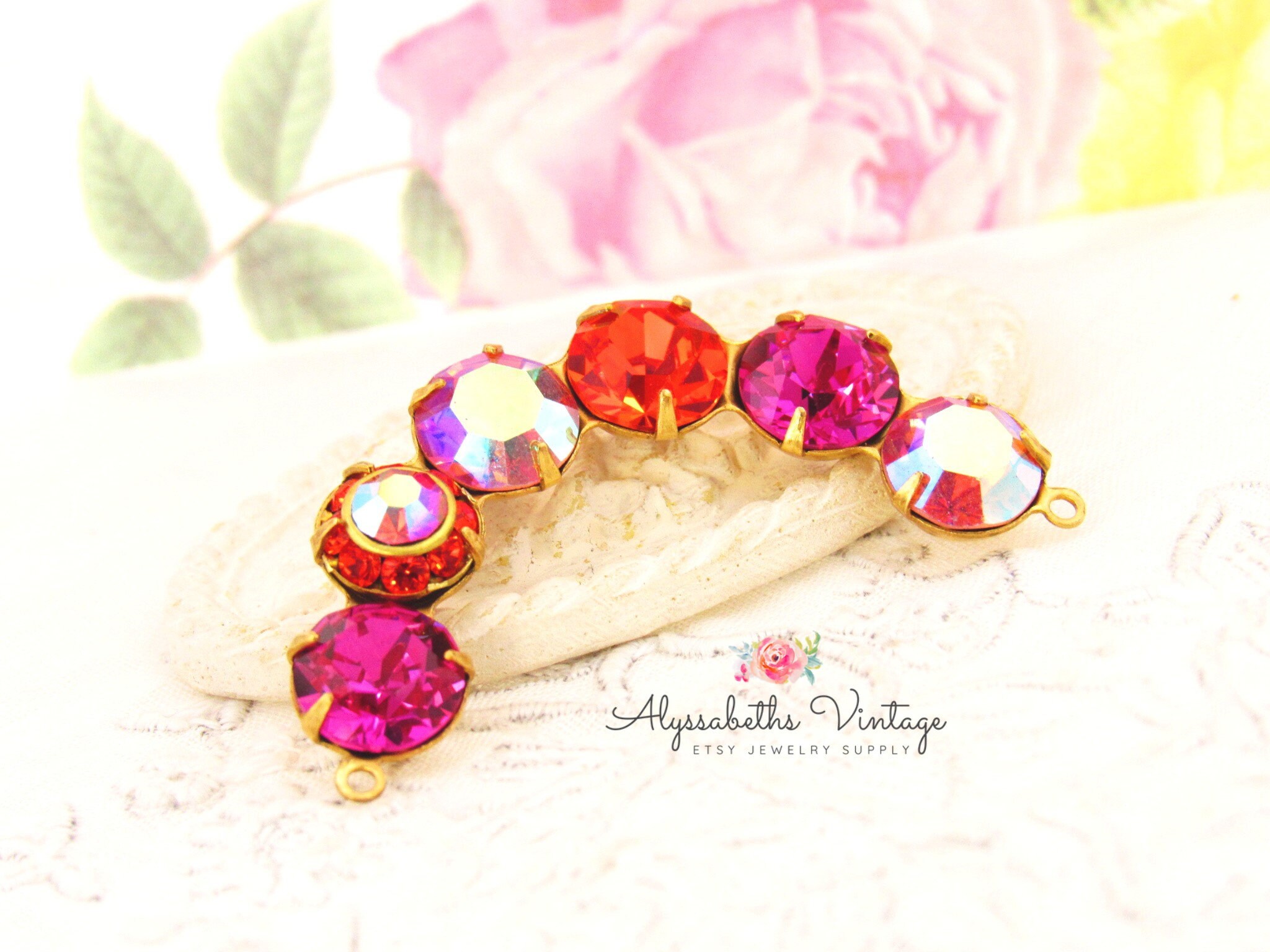 Austrian Crystal Hyacinth, Fuchsia & AB Hyacinth Rhinestone Crescent ...