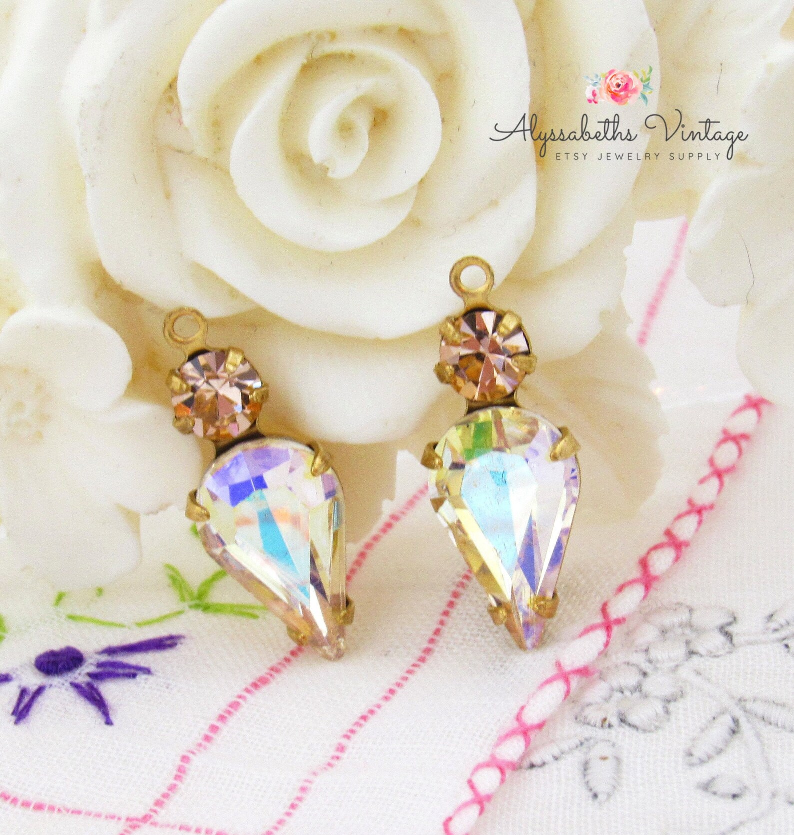 Paradise Shine & Light Peach Rhinestone Teardrop Earring Dangles ...